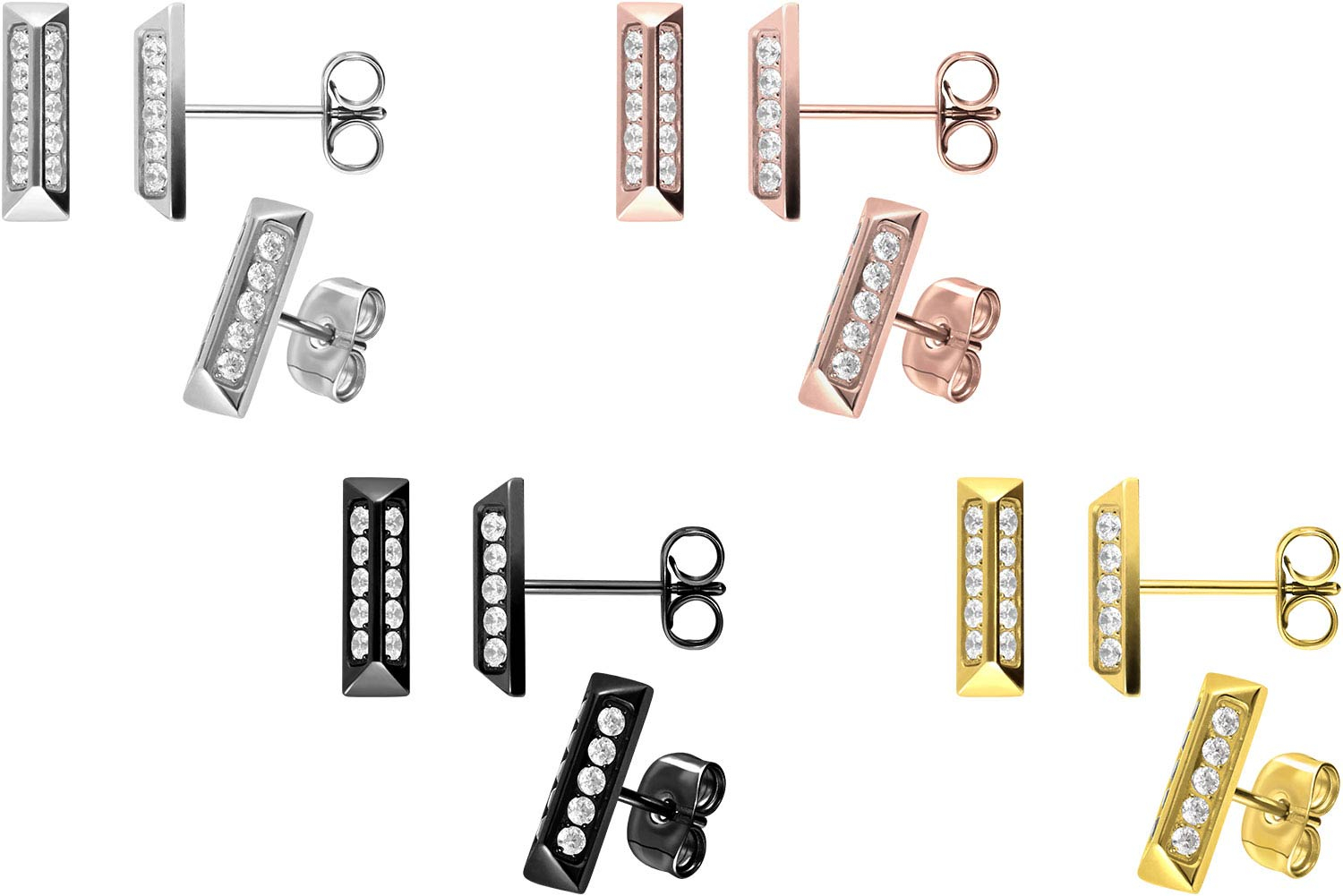 Titanium ear studs PYRAMID + SETTED CRYSTALS | PIERCINGLINE